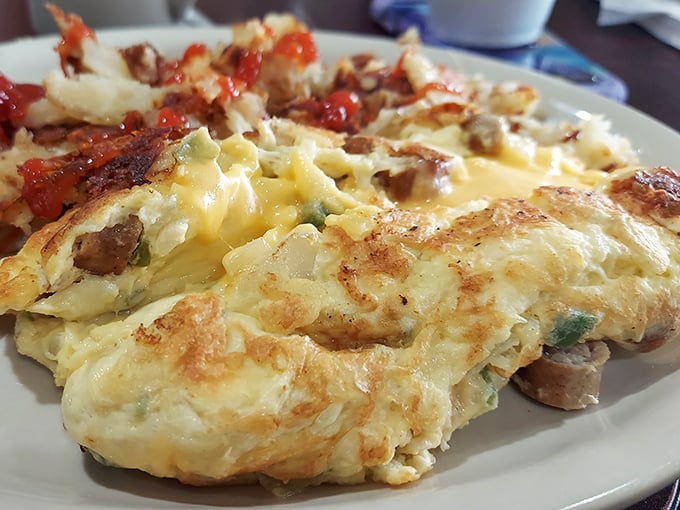 Breakfast perfection doesn't exi— Oh wait, it does. This fluffy omelet studded with savory fillings proves morning meals deserve the same respect as their dinner counterparts.