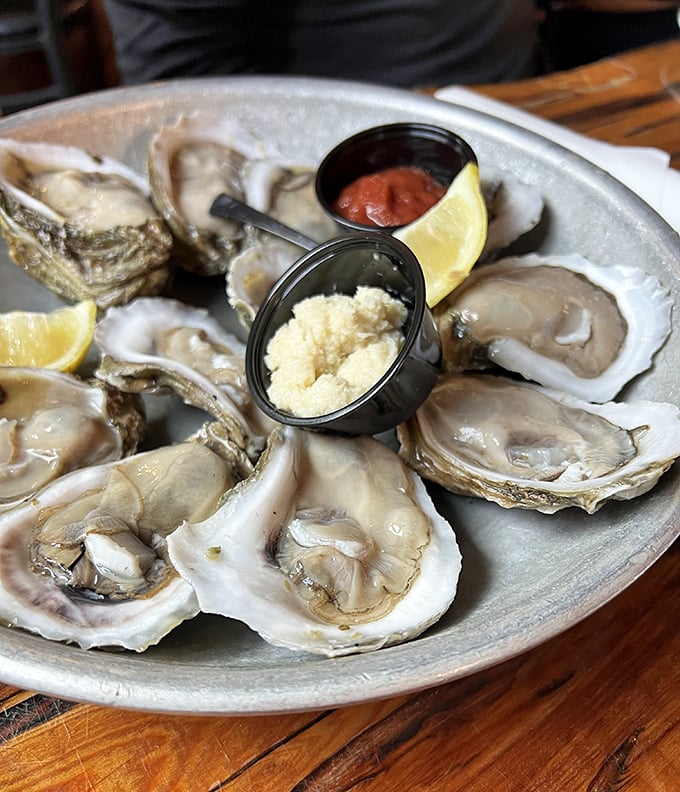 These oysters aren't just fresh—they're practically still gossiping about what happened in the Gulf this morning. Briny perfection with just a squeeze of lemon.