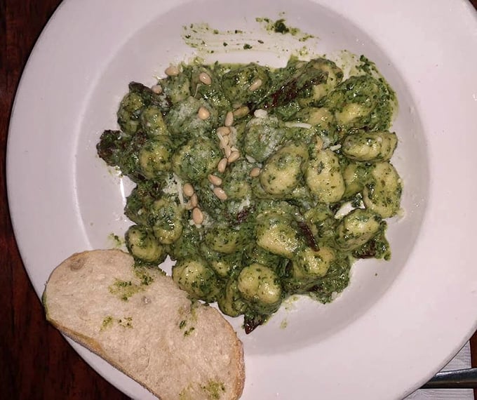 This pesto gnocchi isn't just green – it's the kind of dish that makes you want to high-five the chef and hug your server.