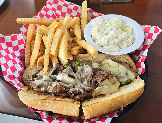 This Philly cheesesteak doesn't need Philadelphia's approval—the melty cheese and tender meat create a sandwich worth crossing state lines for.