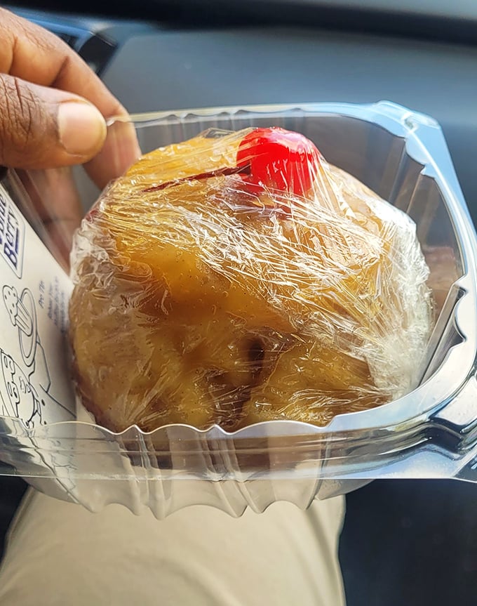 What looks like dessert is actually breakfast – proof that sometimes the best life decisions come wrapped in plastic with a cherry on top.