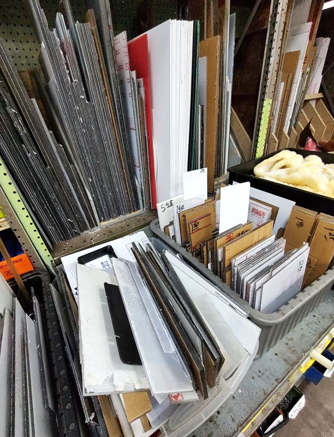 The plastic sheet section: where future robot armor, costume pieces, and "honey-I-fixed-it" projects begin their journey to greatness.