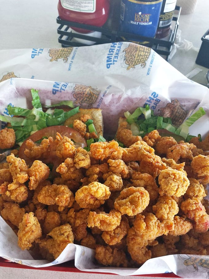 Popcorn shrimp so addictive, you'll need an intervention before the basket's empty and you're still reaching.