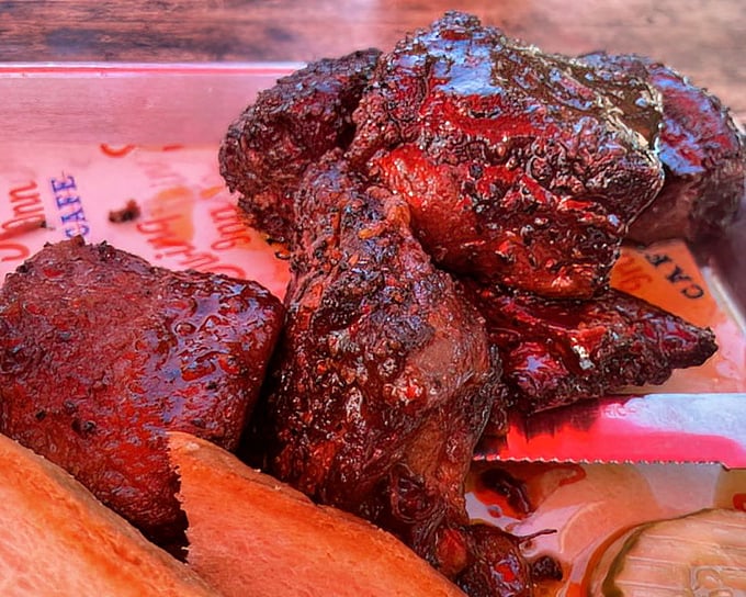 These burnt ends aren't just pork belly – they're little cubes of caramelized heaven that dissolve into a symphony of sweet, smoky, and savory.