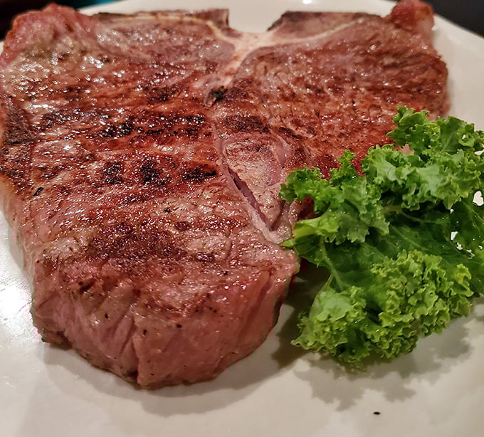 A T-bone that means business. This isn't just steak—it's a commitment to excellence that makes vegetarians question their life choices.