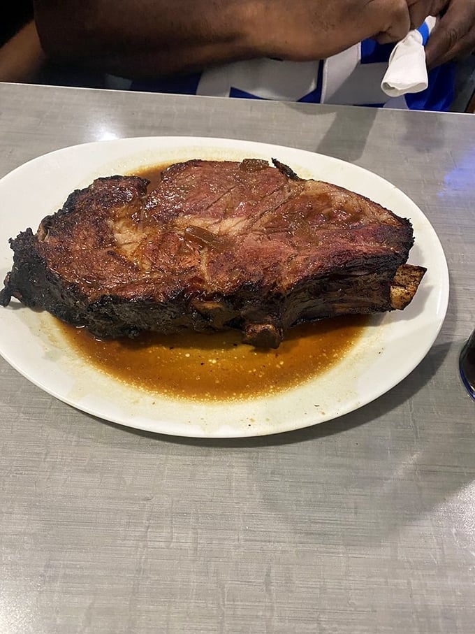 This prime rib isn't messing around—it's the carnivore's answer to "what should I have for dinner?" served in its own glorious jus.