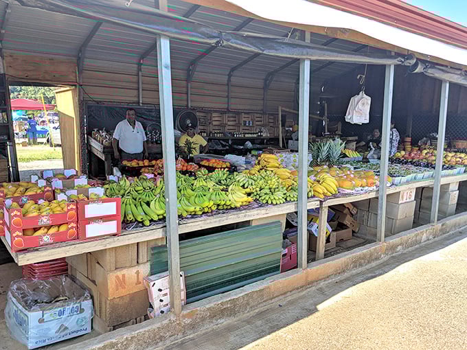 Produce paradise! These bananas and oranges didn't travel across continents to meet you—they're the fresh-faced neighbors from just down the road.