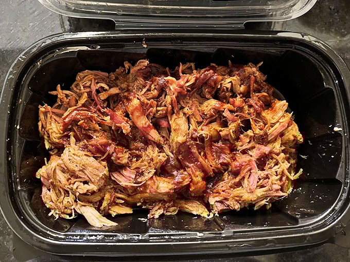 Pulled pork that doesn't need a sandwich to shine—this is the barbecue equivalent of Meryl Streep, excellent in any role.