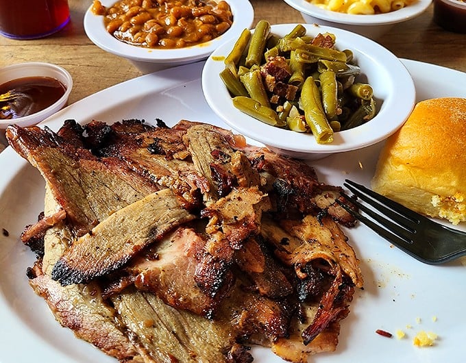 Pot roast that reminds you of Sunday dinners at grandma's, if grandma had a professional smoker and serious BBQ skills.
