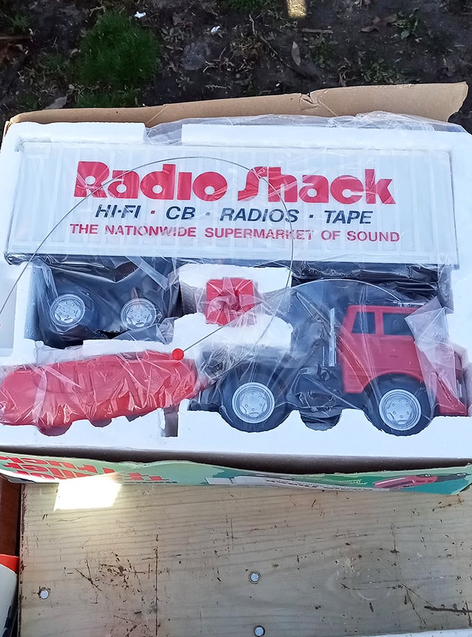 A blast from retail past! This Radio Shack toy truck reminds us of a time when we actually had to leave the house to buy electronics.