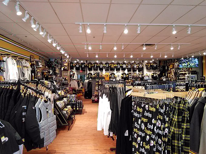 Sports fan heaven where team loyalty meets bargain hunting. The perfect place to gear up without striking out your bank account.