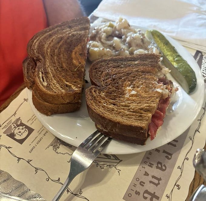 The Reuben sandwich here doesn't mess around—marbled rye, perfectly brined corned beef, and sauerkraut that's earned its place at the table.