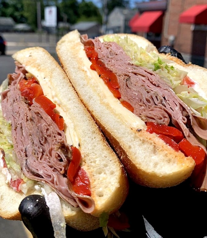 That roast beef is stacked higher than my expectations, and trust me, they were already pretty lofty.