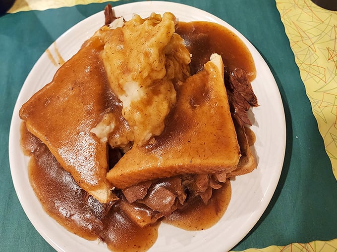 A hot roast beef sandwich that doesn't mess around – tender meat and gravy soaking into Texas toast creates the kind of delicious mess worth every napkin.