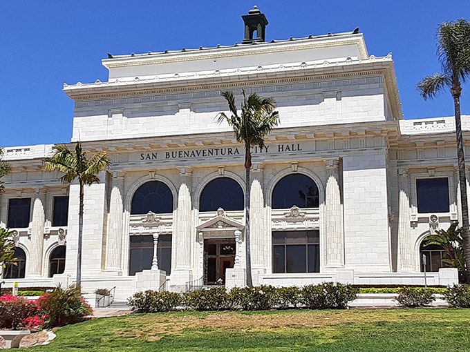 San Buenaventura City Hall stands as a gleaming testament to Spanish Colonial architecture. Even paying parking tickets feels dignified here.