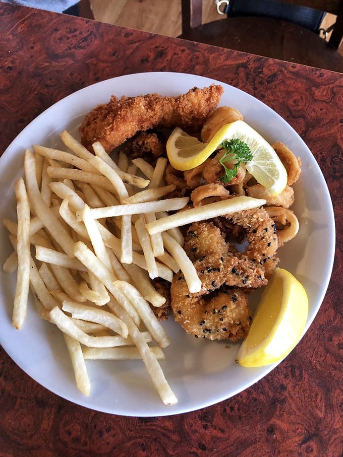 Fried seafood and french fries—the beach vacation you didn't know your taste buds needed. Just add lemon and abandon all guilt.