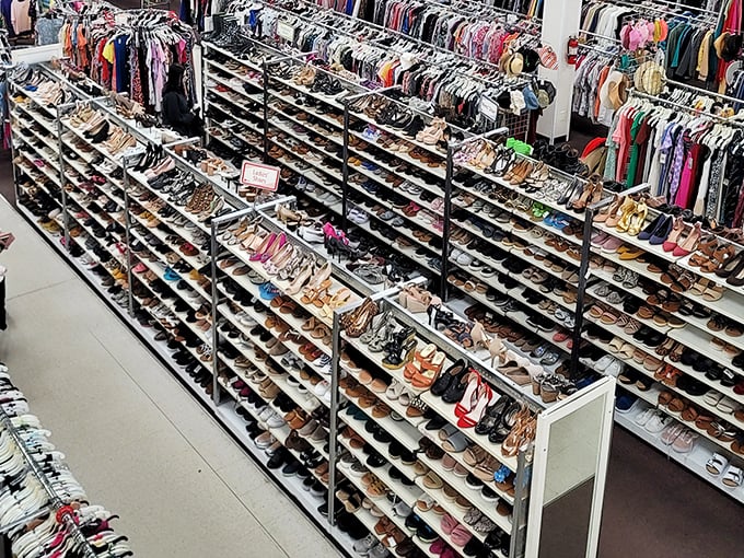 Shoe paradise! From barely-worn heels to pre-broken-in sneakers, footwear that's ready to hit the ground running—without breaking your budget.v
