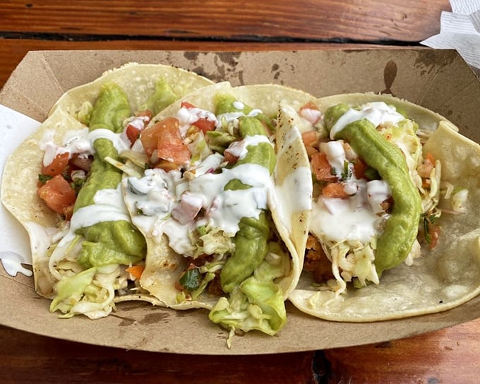 Soft tortillas embrace ocean bounty – these shrimp tacos transform simple ingredients into coastal magic worth celebrating.