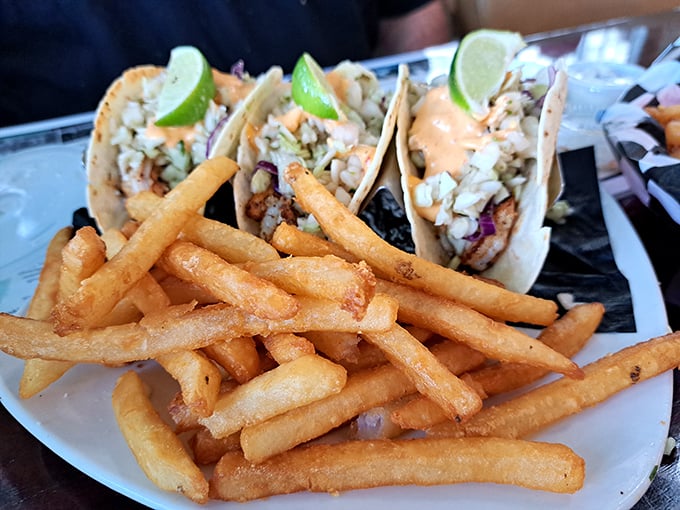 These fish tacos aren't just lunch—they're a vacation on a plate, complete with a passport stamp of fresh lime.