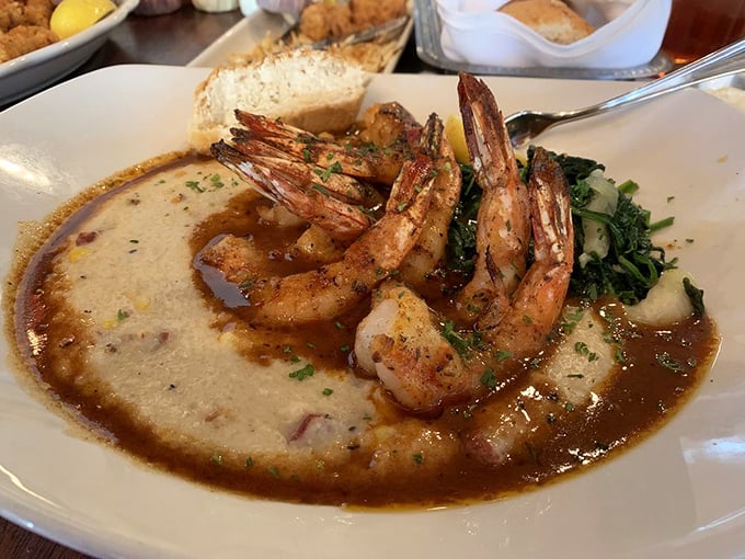 Shrimp and grits that would make a Southern grandmother nod in approval. The kind of dish that demands a moment of respectful silence.