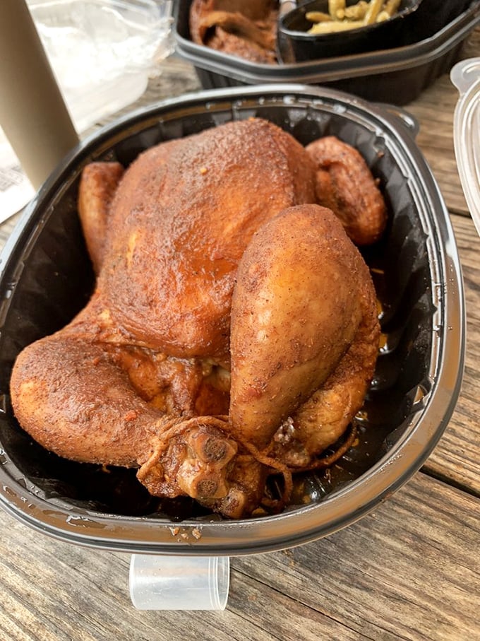 This chicken didn't just get smoked—it received a full spa treatment of hickory aromatherapy.