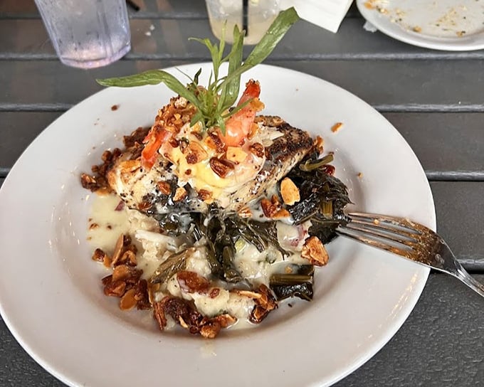 The fish-to-greens ratio here is what mathematicians call "the golden proportion"—just enough vegetables to feel virtuous while celebrating the sea's bounty.