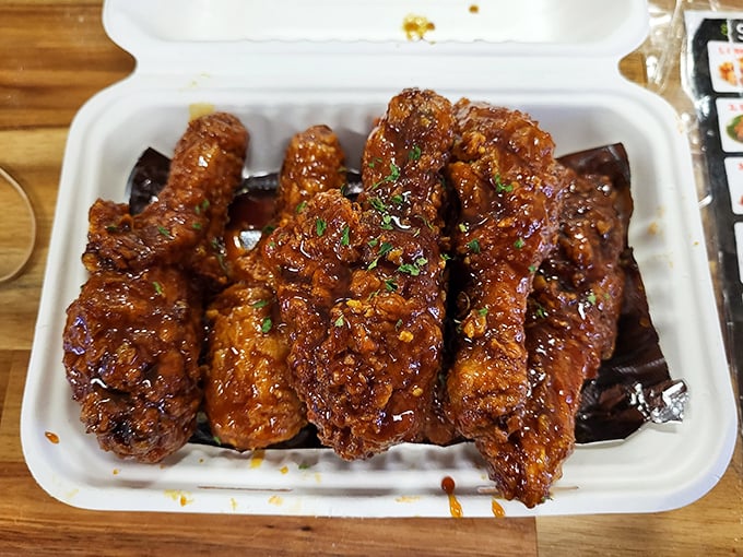 Soy garlic chicken glistening like edible jewelry – if diamonds tasted this good, we'd all be broke.
