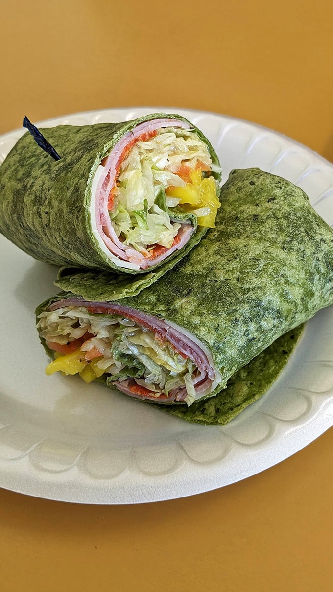The spinach wrap – where health-consciousness meets flavor rebellion. Proof that "green" doesn't have to mean "giving up deliciousness."