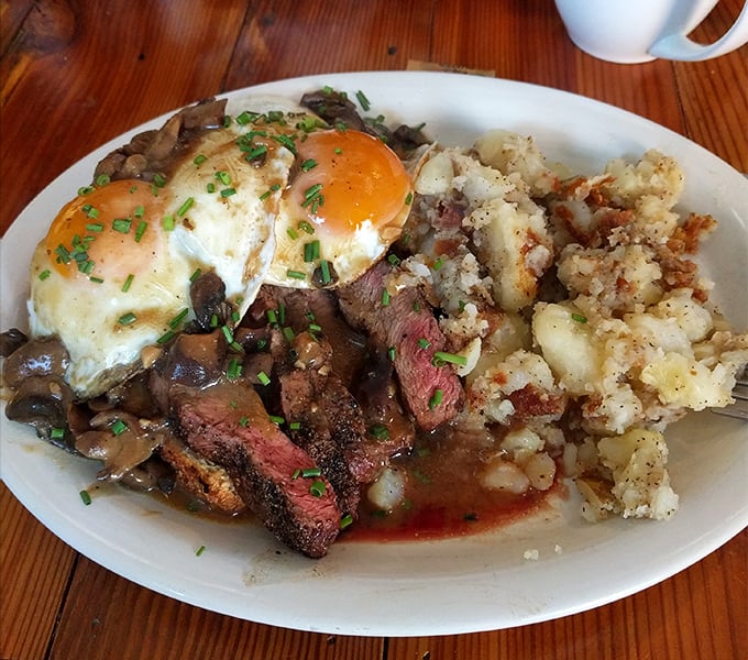 Steak and eggs – the breakfast equivalent of wearing a tuxedo to the gym. Decadent, unnecessary, and absolutely the right decision.