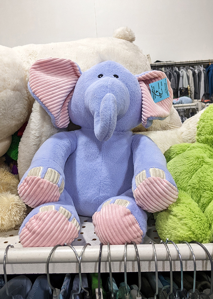 This plush blue elephant isn't just adorable – he's patiently waiting to become someone's childhood memory in the making.