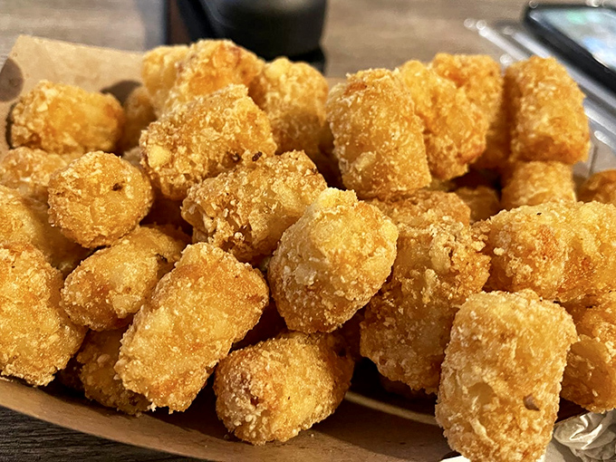 Golden-brown tater tots that crunch like they mean business. These crispy potato nuggets aren't just a side—they're the supporting actors that steal the show.