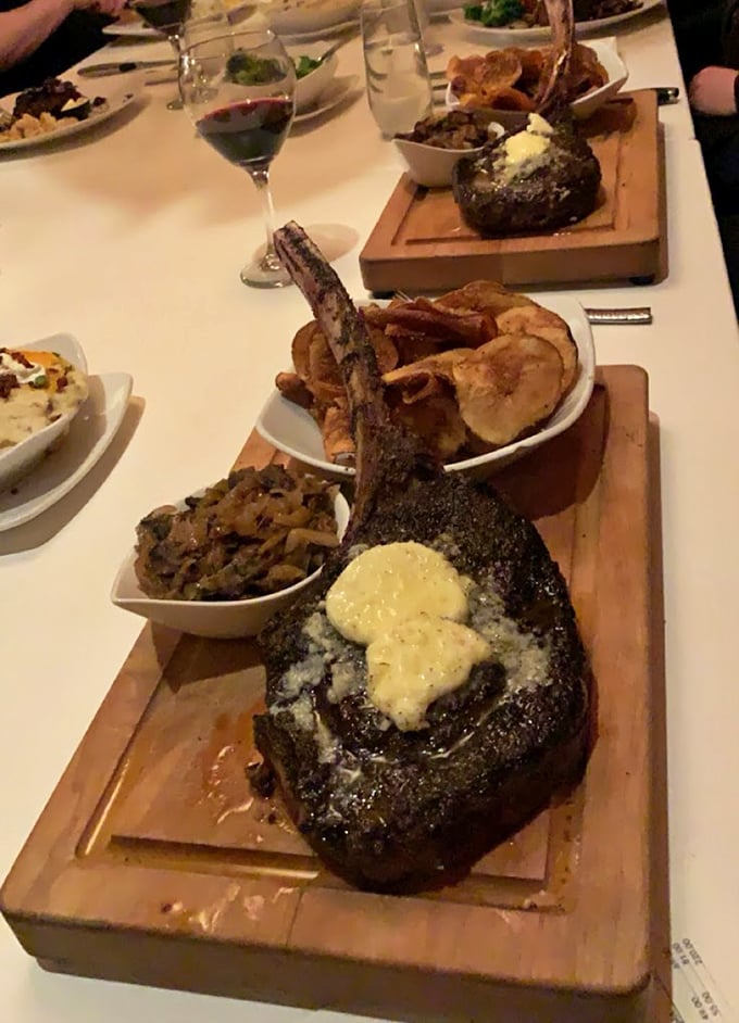 The tomahawk presentation brings dinner theater to your table – dramatic, impressive, and worth every moment of anticipation.