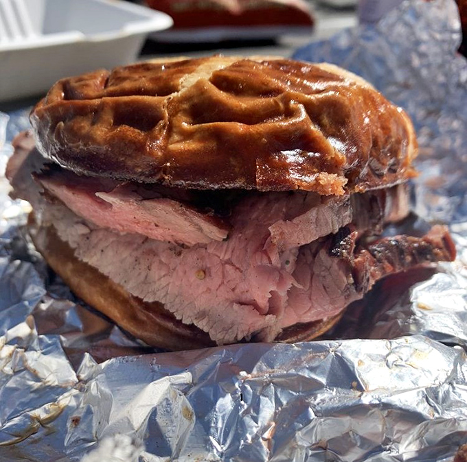 The tri-tip sandwich – where pillowy sweet roll meets smoky, tender beef in a relationship your taste buds will want to third-wheel.