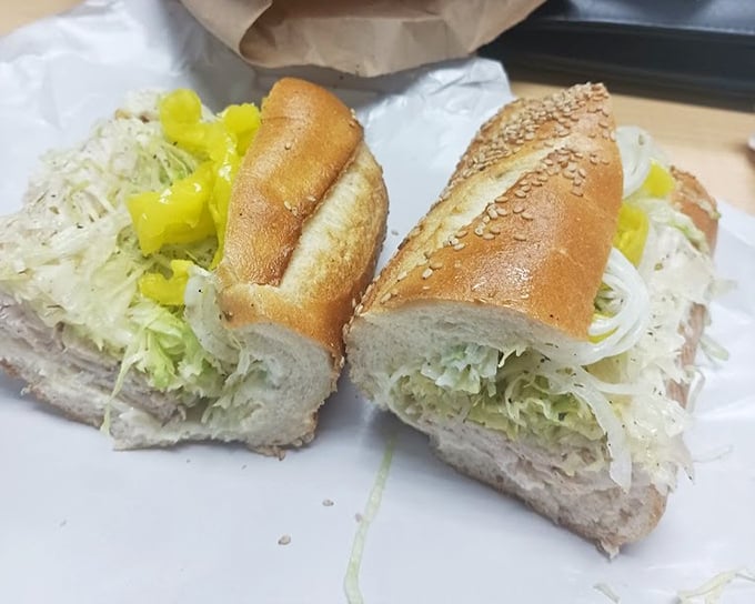 The humble tuna sandwich, elevated to art form. That splash of yellow peppers adds both color and zing—like a surprise cameo in your favorite show.