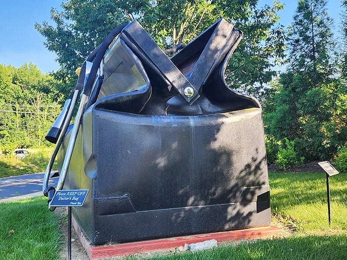 The sculpture maintains its sleek, black finish year-round – unlike my attempts to follow doctor's orders about diet and exercise.