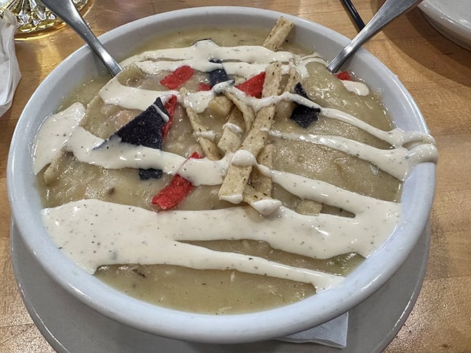 This white chicken chili isn't just soup—it's a warm hug in a bowl, with chunks of chicken playing hide-and-seek in a creamy, spiced broth.