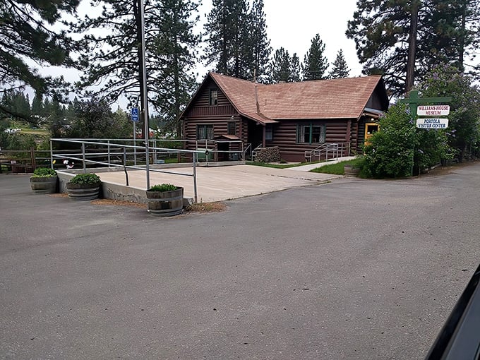 This rustic log cabin embodies Portola's mountain heritage—where pine-scented air comes standard with every property.