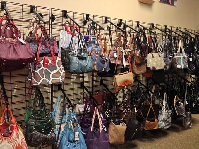 Handbag heaven isn't some mythical retail afterlife—it's right here on this wall where designer dreams come at pinch-me prices.