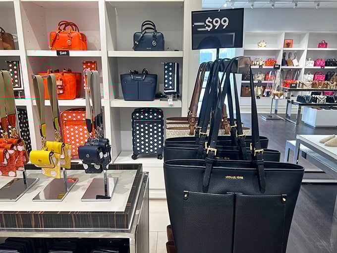 Handbag heaven where Michael Kors tempts you with leather treasures at prices that almost – almost – don't require financial gymnastics to justify.