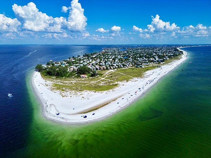The island's northern tip offers a panoramic embrace of Gulf and Bay waters. Mother Nature showing off her blue period.