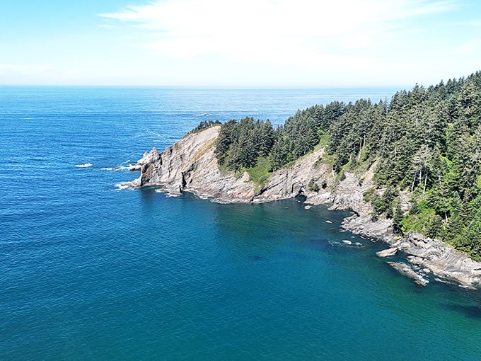 The emerald waters meet golden sand in a color combination that would make any artist jealous.