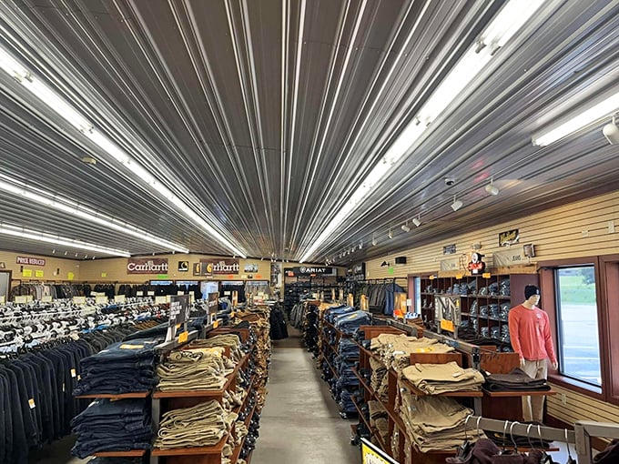 Carhartt country! This workwear paradise could outfit every construction crew in Pennsylvania with room to spare.
