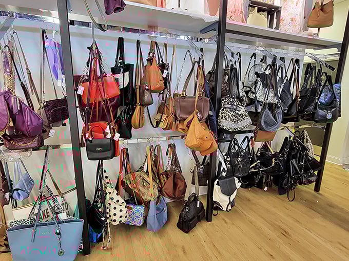 Handbag heaven—where Coach, Michael Kors, and their friends hang out waiting for second chances with new shoulders to ride on.