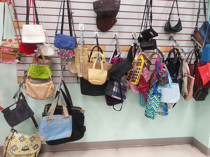 Handbag heaven! A colorful collection of purses, totes, and clutches that would make any accessory enthusiast weak at the knees.