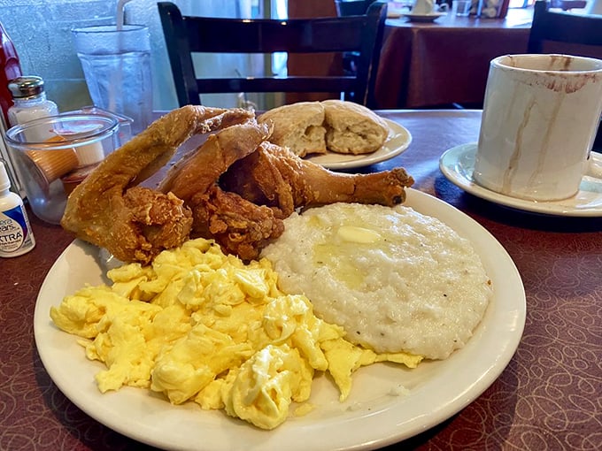 Eggs scrambled to fluffy perfection, crispy fried chicken, and grits that could make a Southerner homesick—this is how Oakland does breakfast right.