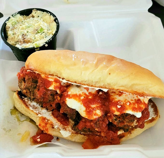 This meatball sub isn't just comfort food—it's therapy in sandwich form, with melty cheese playing the role of your new best friend.