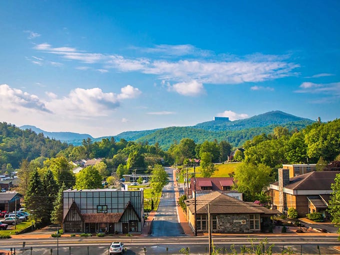 Banner Elk's main street offers that perfect small-town vista where the mountains serve as nature's backdrop to human-scale architecture.