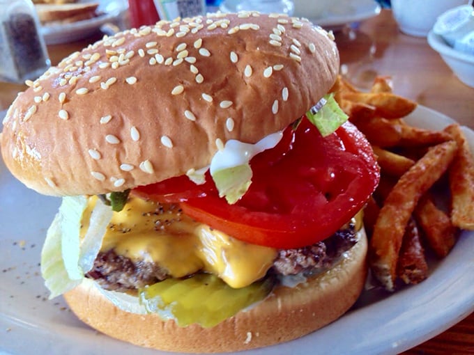 Even lunch deserves attention at this breakfast haven – a classic cheeseburger with hand-cut fries that proves Annie's doesn't play favorites with mealtimes.