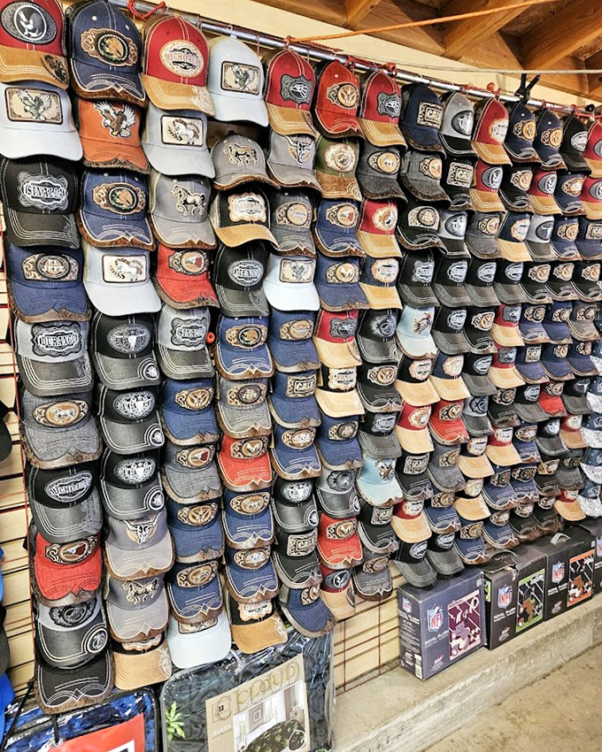 Hat heaven for the indecisive shopper! With hundreds of options, you could wear a different cap every day for a year and never repeat—though your family might stage an intervention.