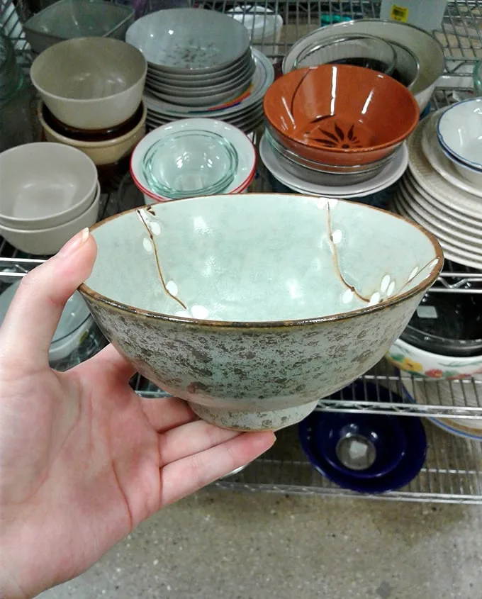 This isn't just any bowl—it's someone's former centerpiece and your future conversation starter, all for less than a fancy coffee.